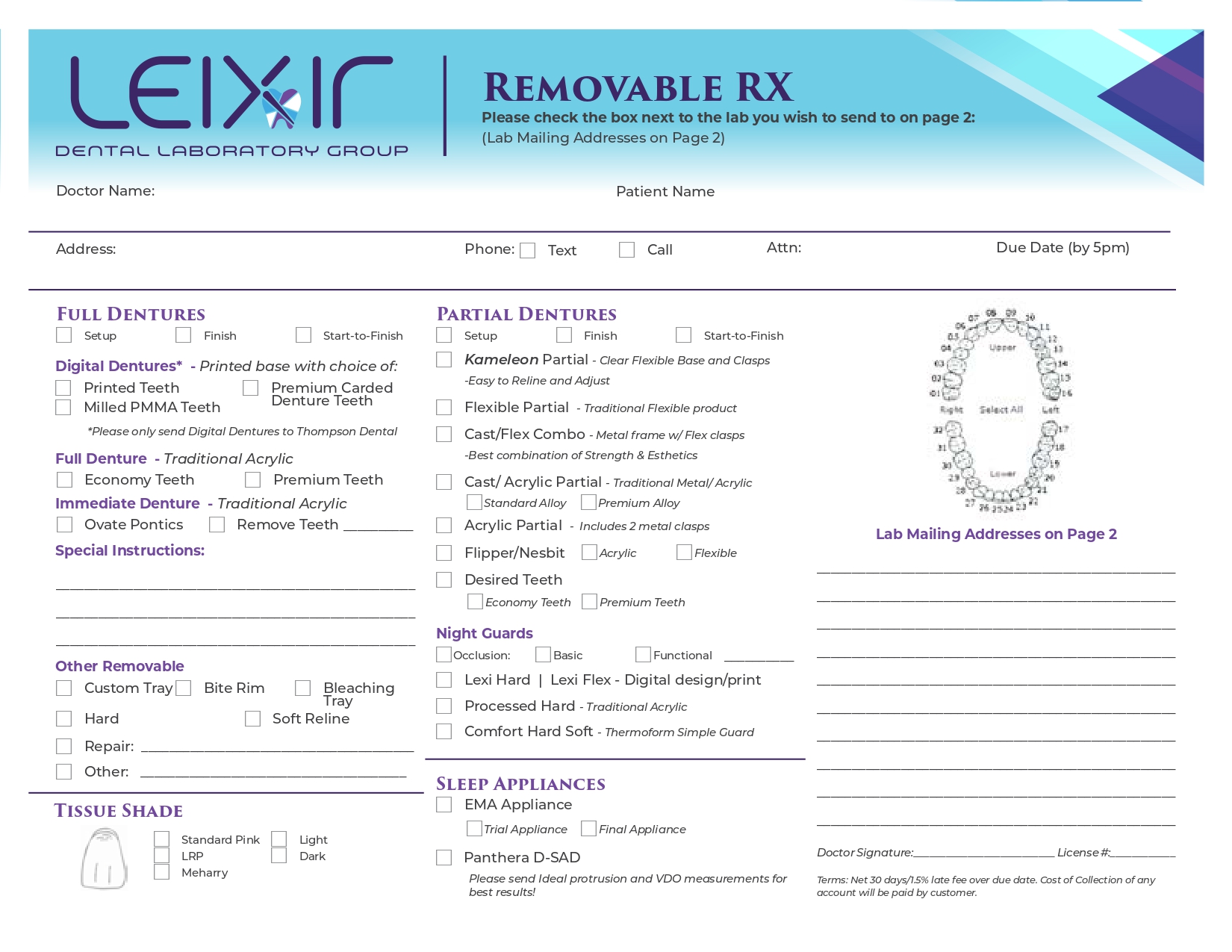 Lab Rx Form - Leixir Dental Laboratory Group