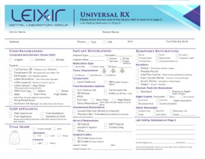 Lab Rx Form - Leixir Dental Laboratory Group